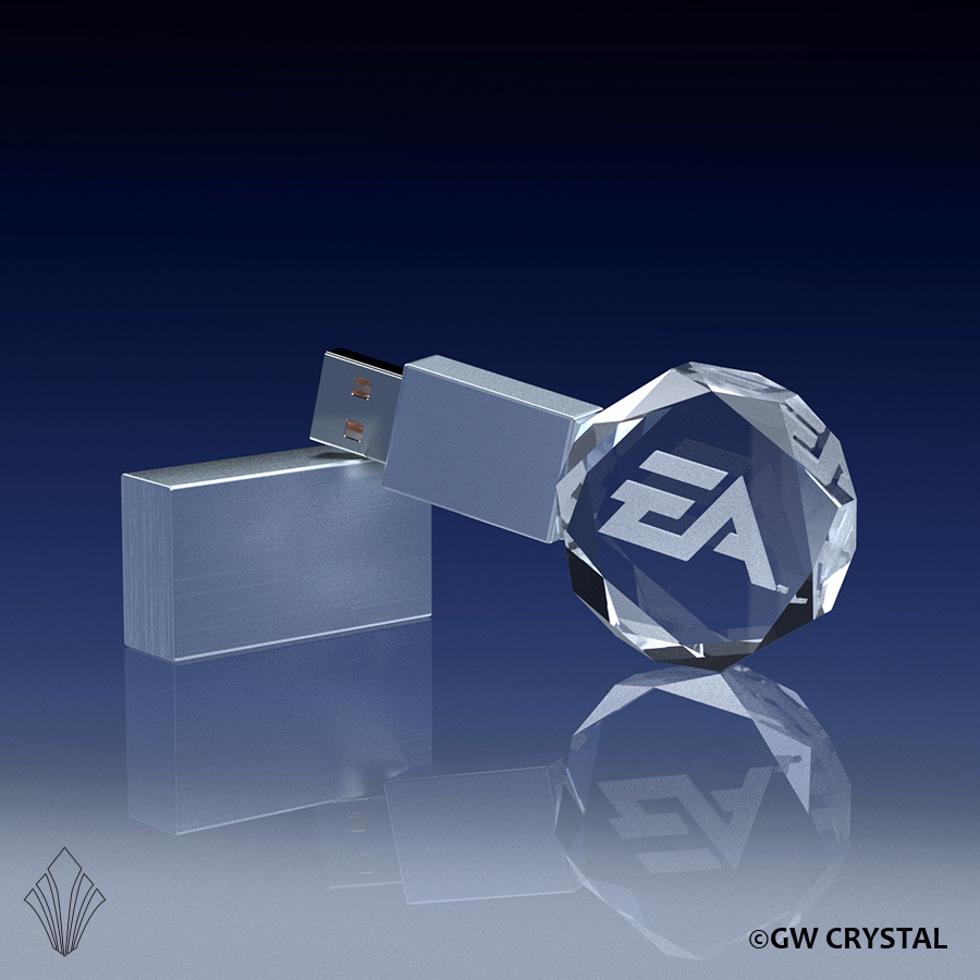 Circular Beveled Crystal Flash Drives